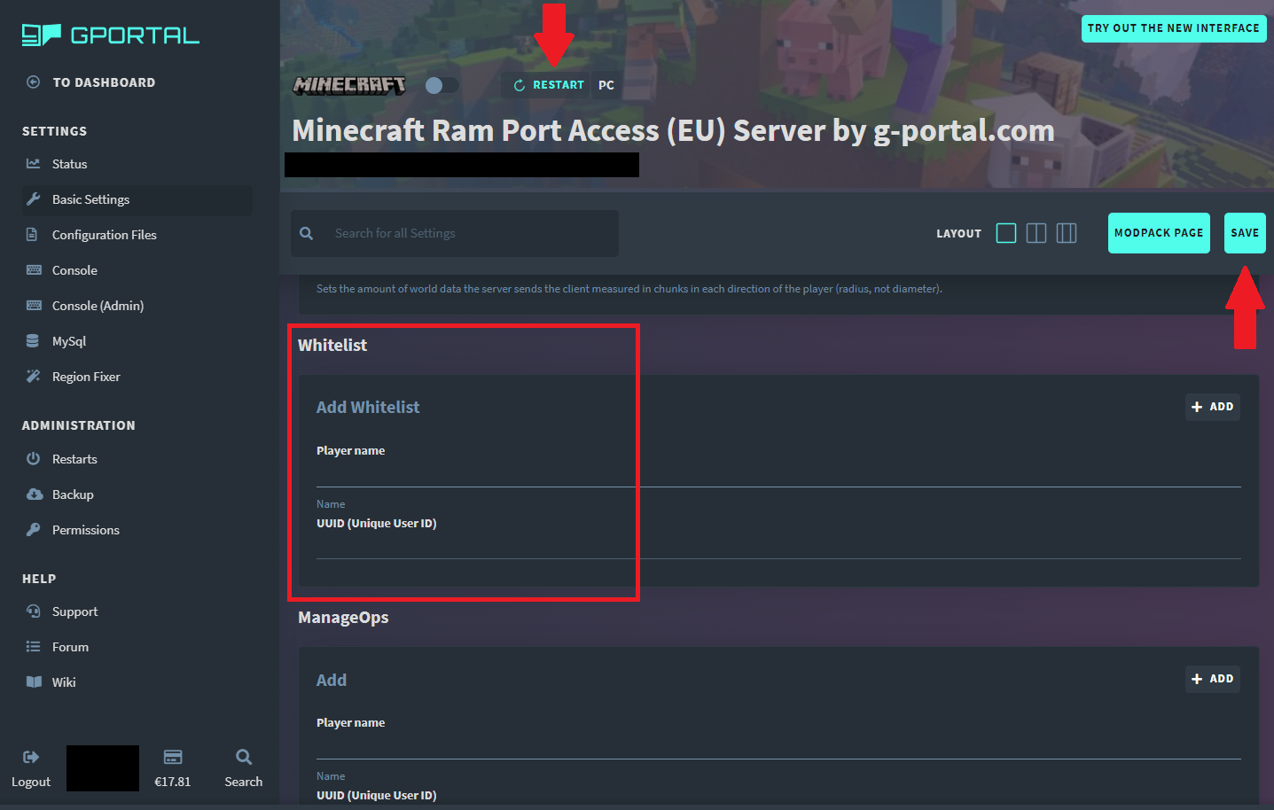 Setting up a whitelist for a Minecraft server | GPORTAL Wiki